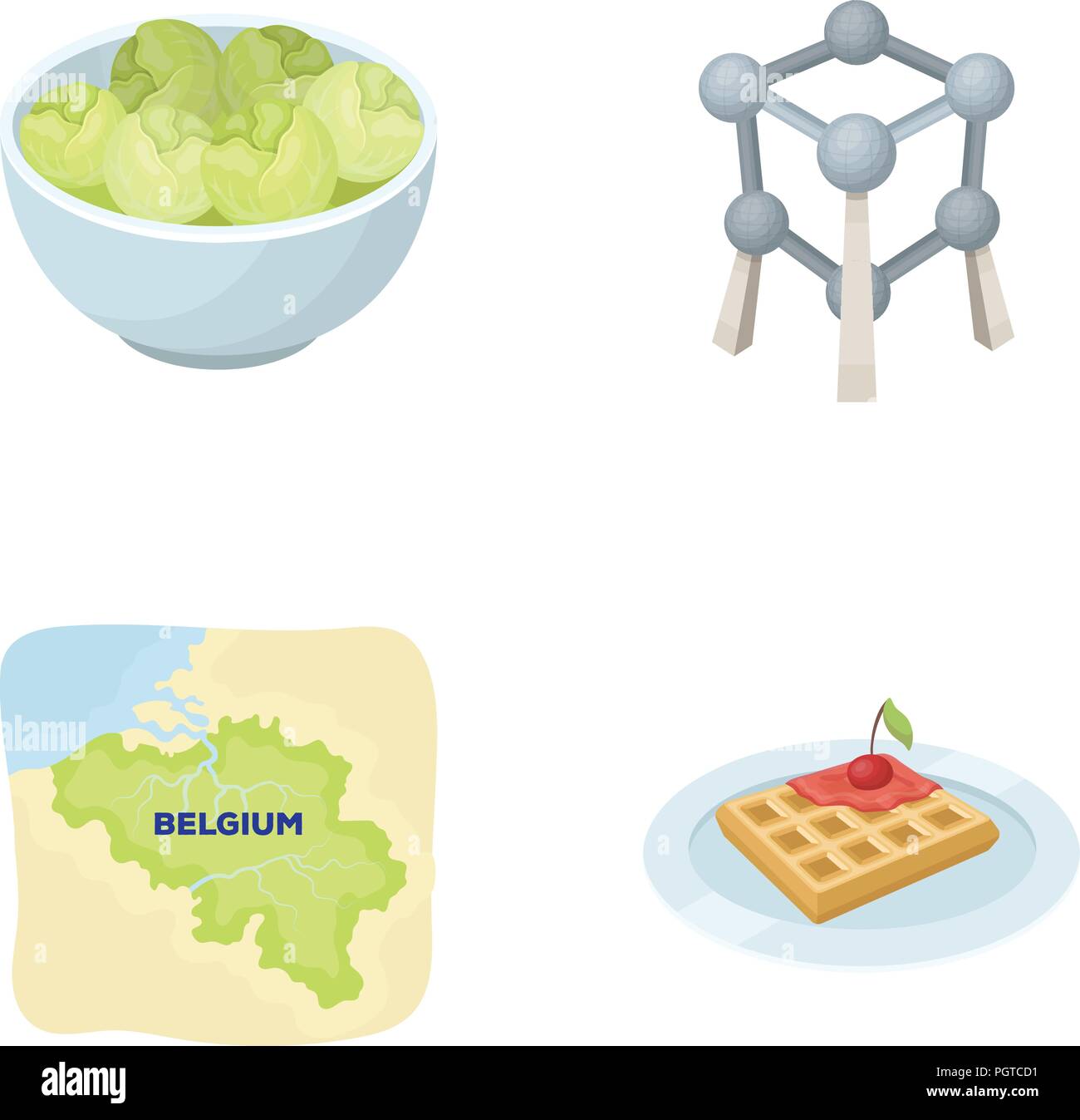 Territory on the map, brussels sprouts and other symbols of the country ...