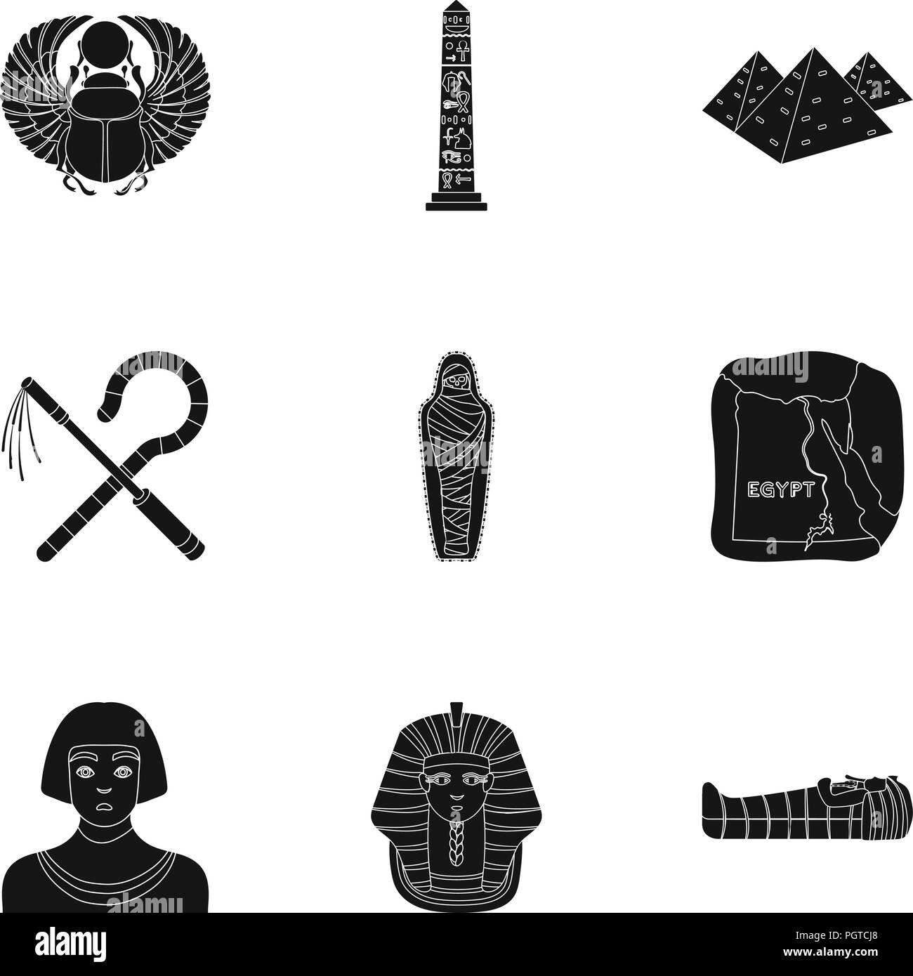 Ancient Egypt set icons in black style. Big collection of ancient Egypt ...