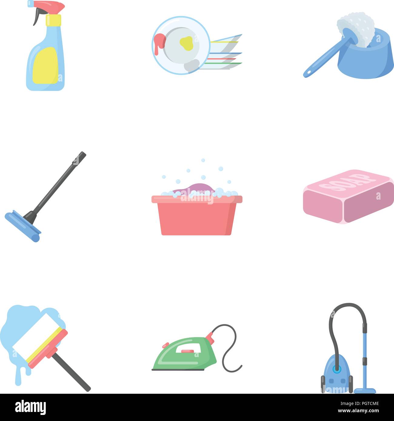 Cleaning set icons in cartoon style. Big collection of cleaning vector ...