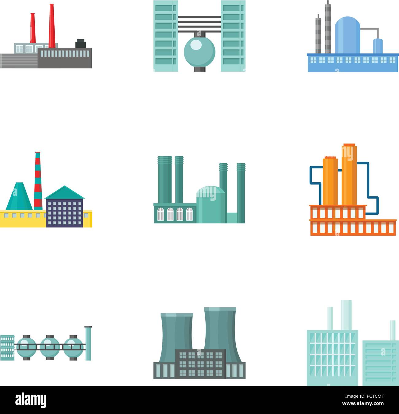 Factory set icons in cartoon style. Big collection of factory vector ...