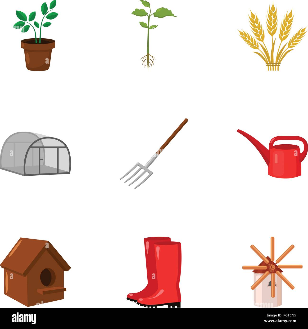 Farm set icons in cartoon style. Big collection of farm vector symbol ...