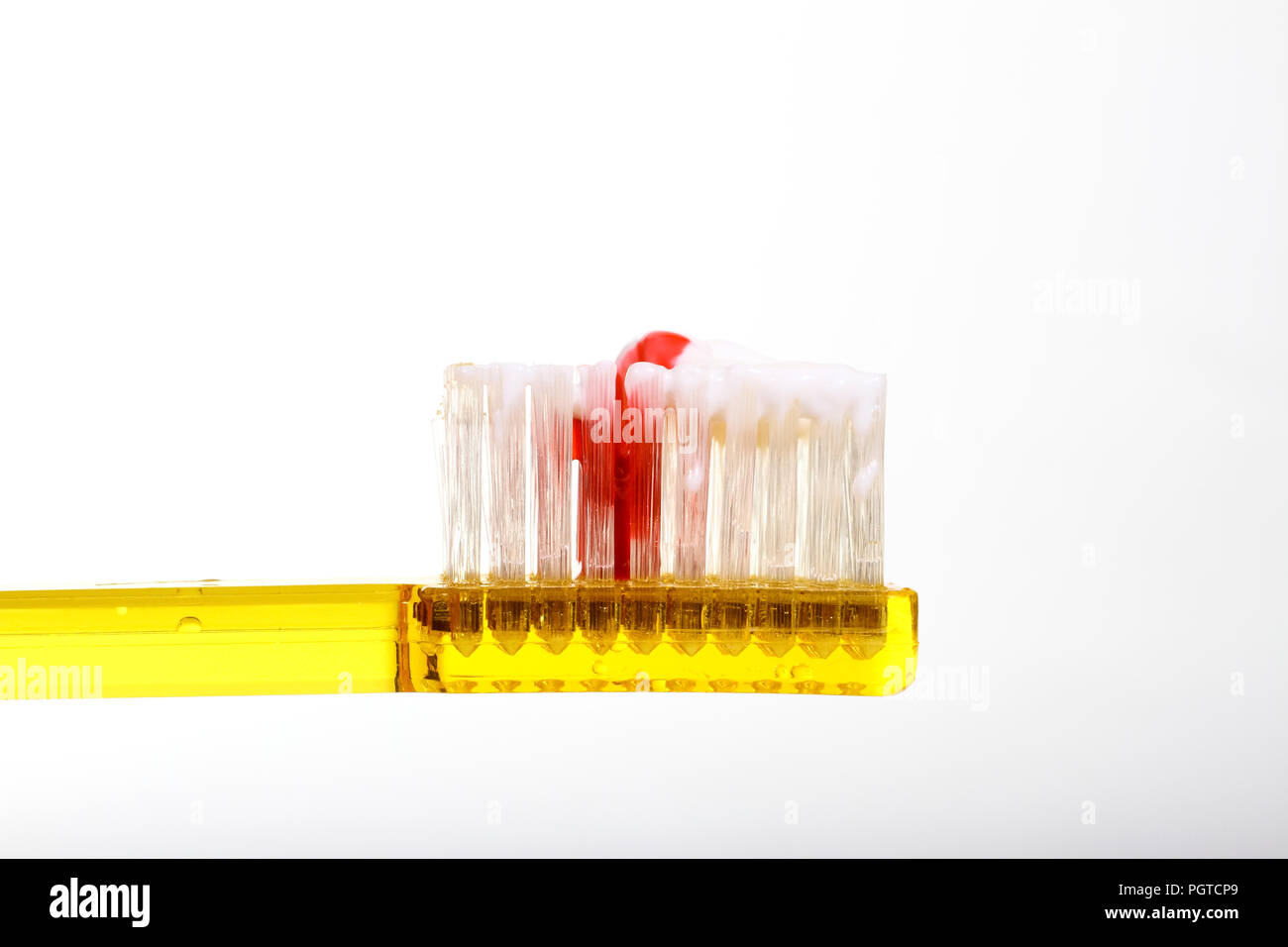 Conceptual image of a toothbrush with fake blood on the bristles Stock ...