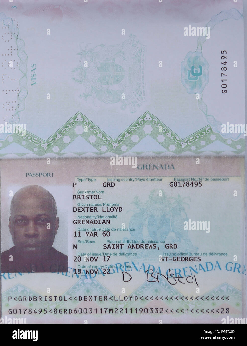 A copy of the passport of Windrush migrant Dexter Bristol whose inquest ...