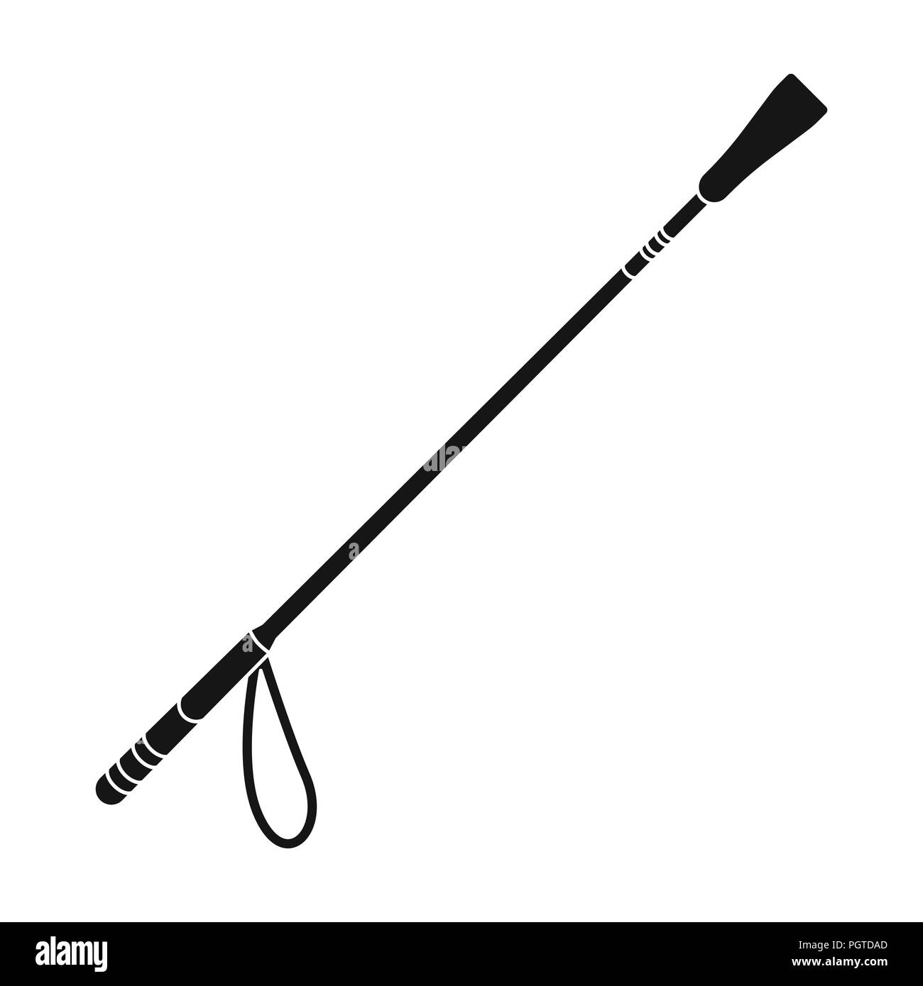 Riding whip icon in black design isolated on white background ...