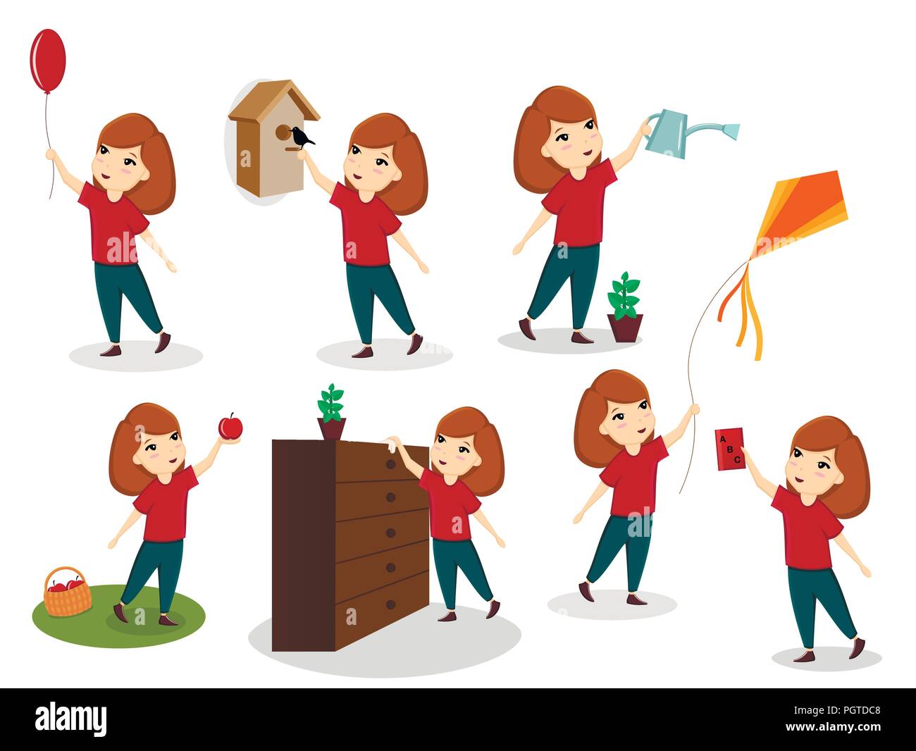 A set of images of children, children play, children help, girls ...