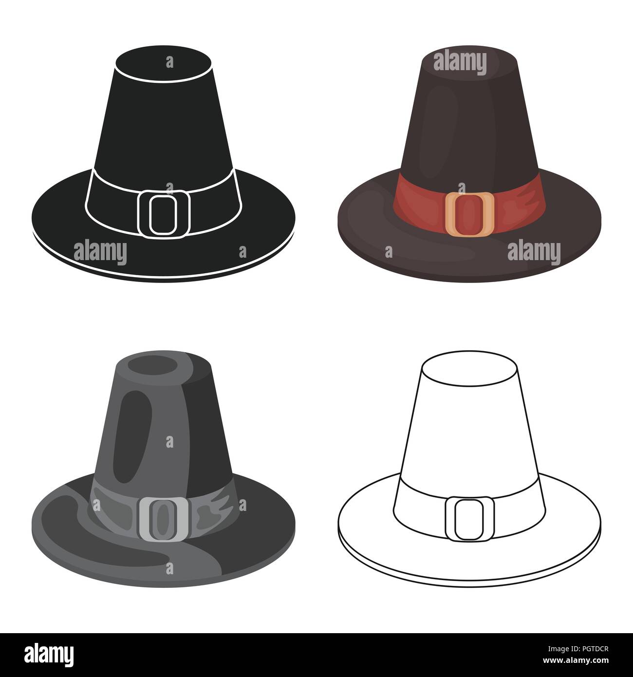 Pilgrim hat icon in cartoon style isolated on white background ...