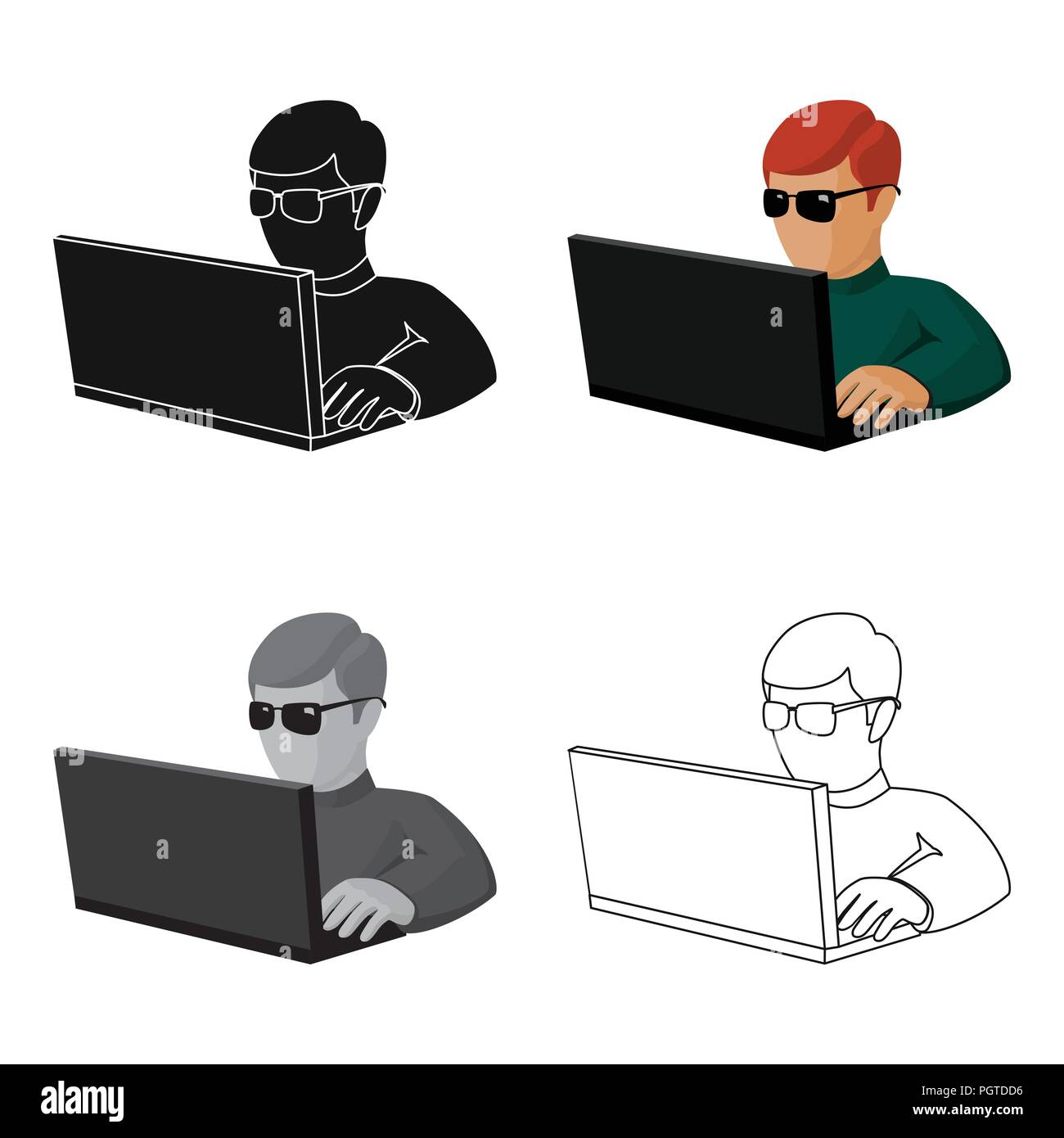 Computer hacker icon in cartoon design isolated on white background ...