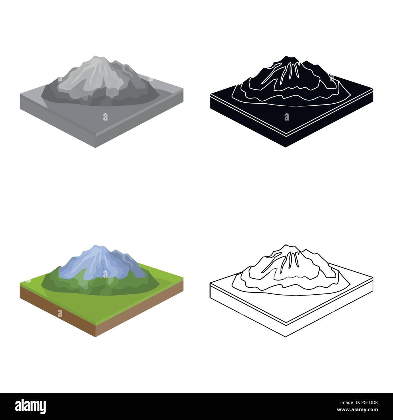 Mountains, rocks and landscape. Relief and mountains single icon in ...