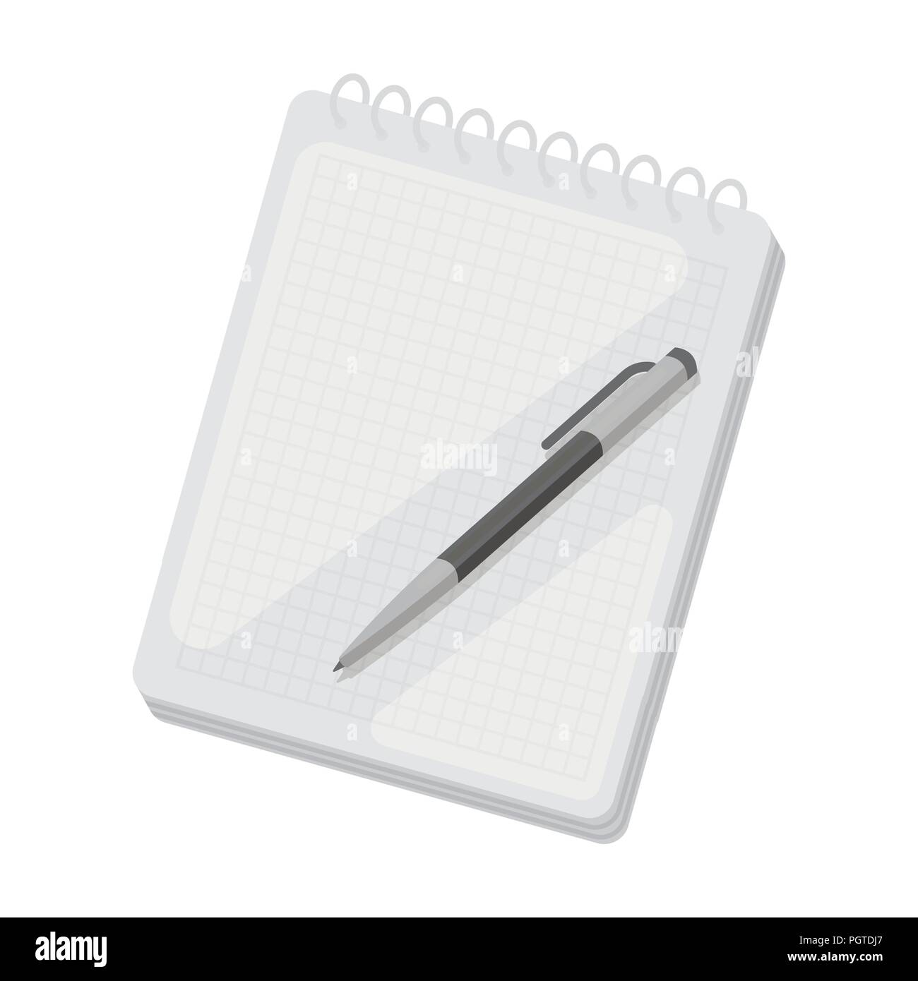 Notebook and pen icon in monochrome design isolated on white background ...