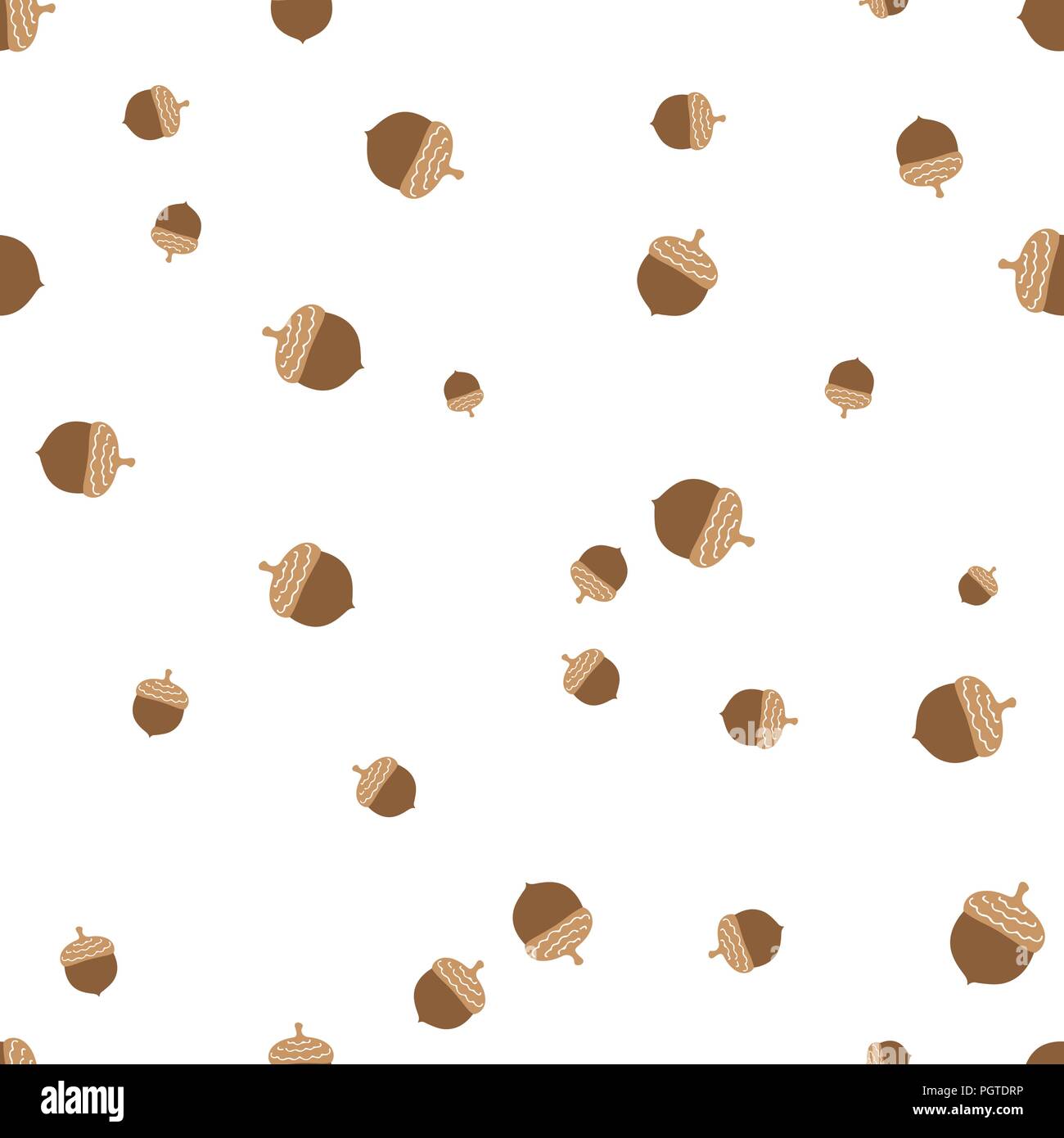 Acorn seamless pattern. Vector illustration. Isolated white background ...