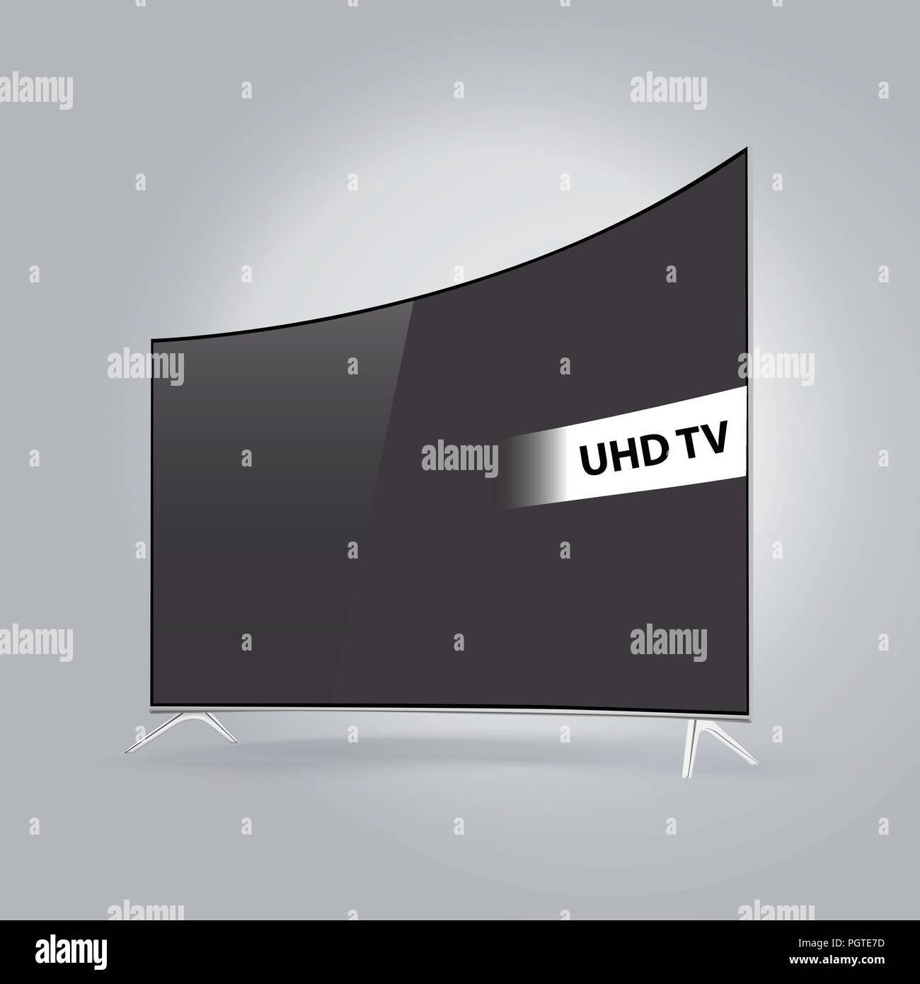 Curved smart LED TV series isolated on gray background Stock Vector ...