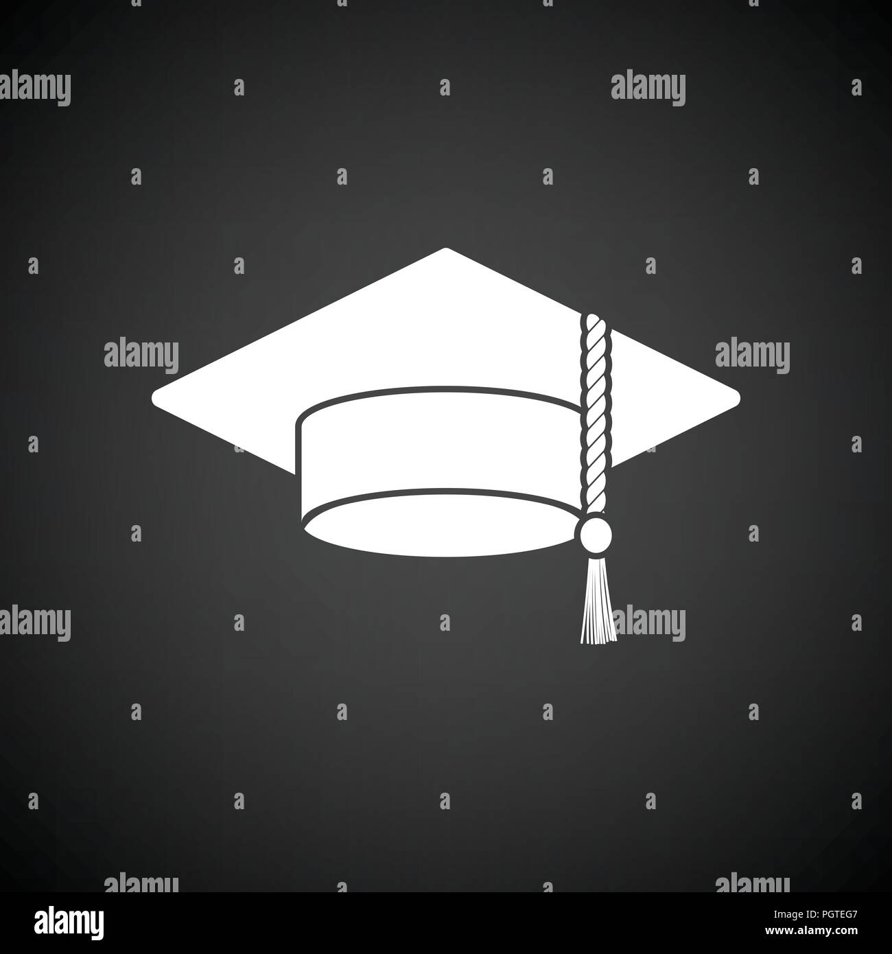 Graduation cap icon. Black background with white. Vector illustration ...