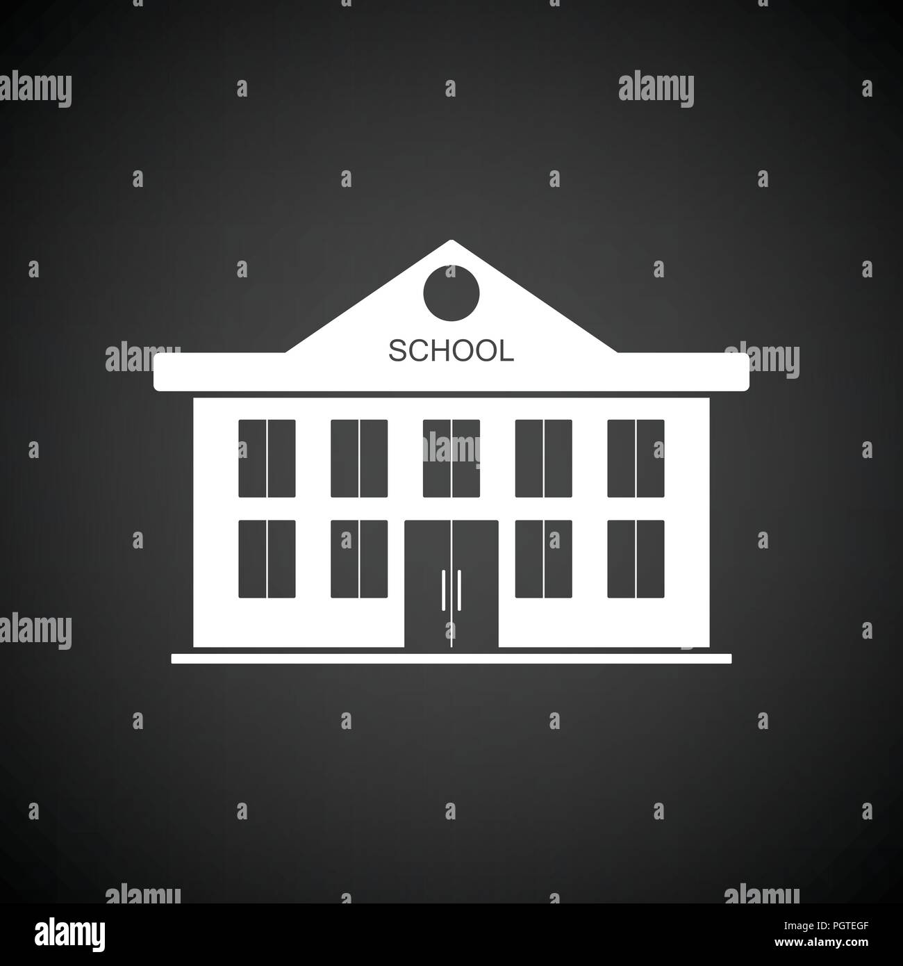 School building icon. Black background with white. Vector illustration Stock Vector Image & Art ...
