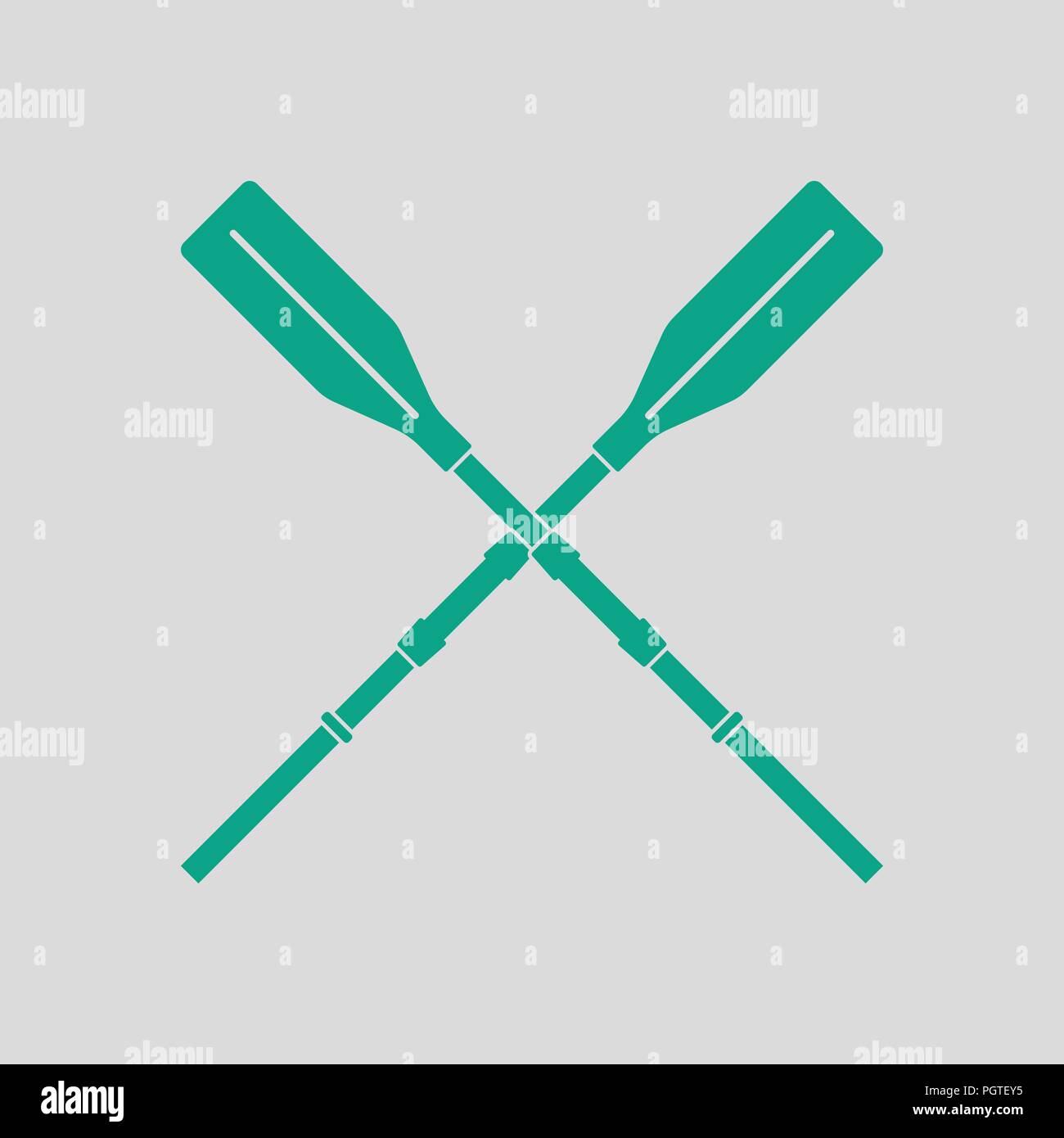 Icon of boat oars. Gray background with green. Vector illustration ...