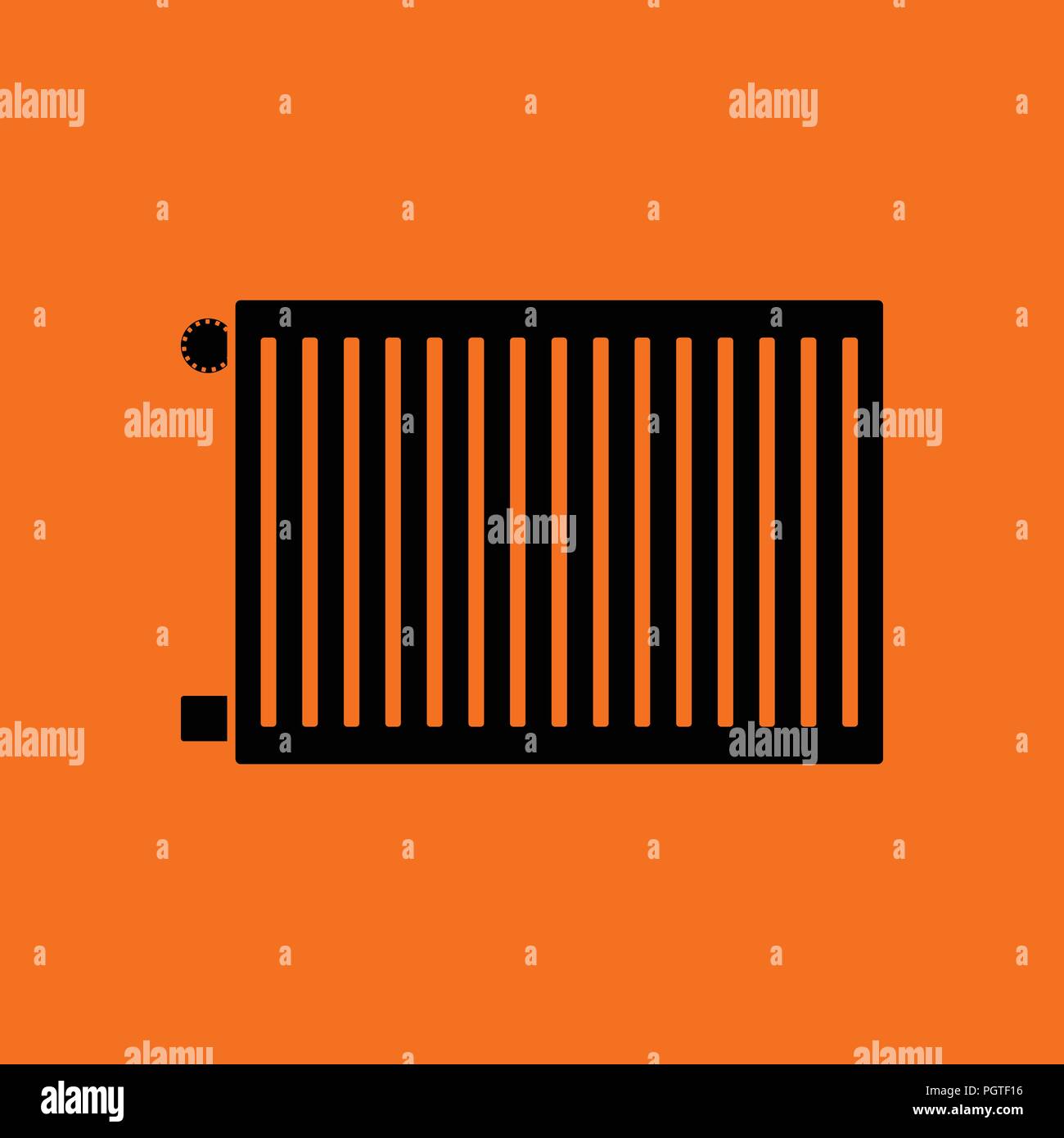 Icon of Radiator. Orange background with black. Vector illustration ...