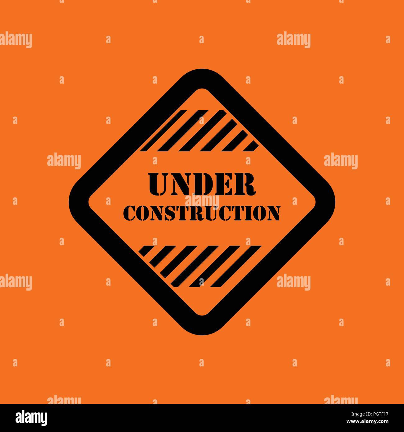 Icon of Under construction. Orange background with black. Vector ...