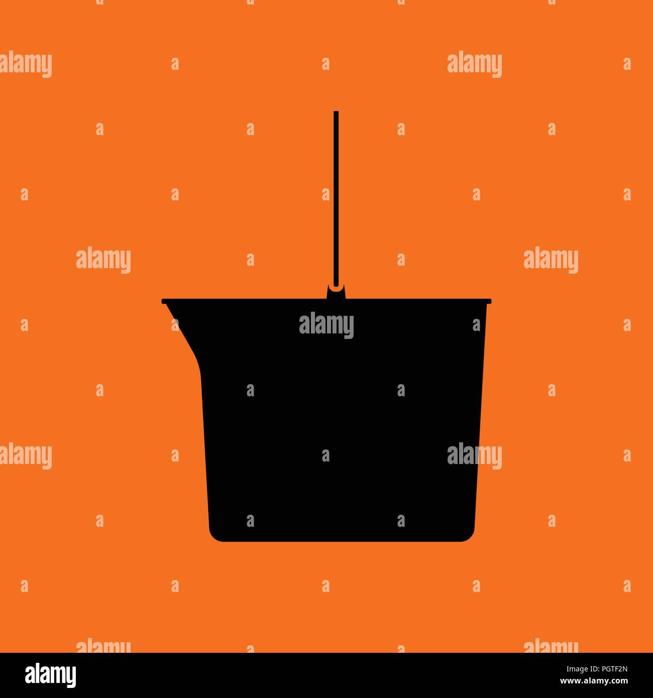 Icon of bucket. Orange background with black. Vector illustration Stock ...