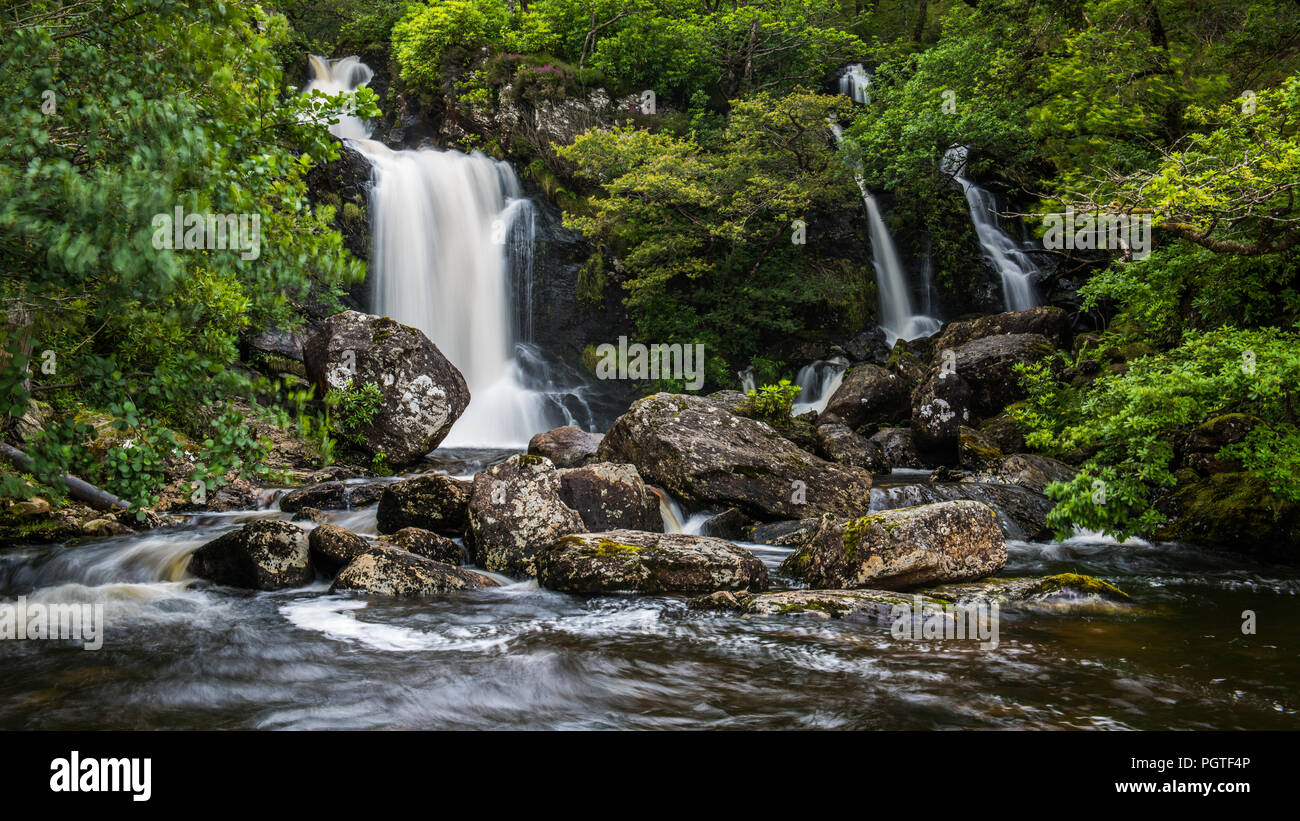 The waterfalls at Inversnaid as they flow into Loch Lomond, the West ...