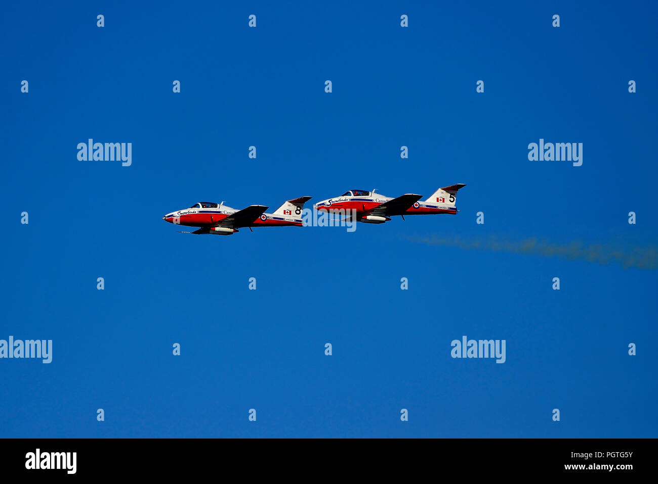 Two Canadian Snowbirds from Squadron 431 flying CT-114 Tudor jet ...