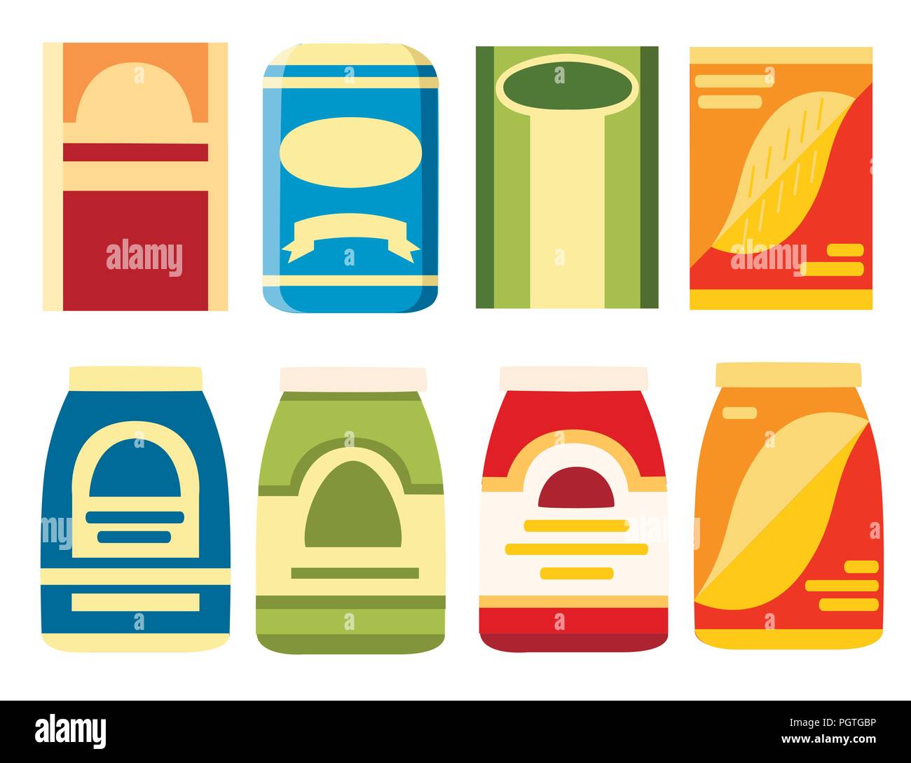 Packages for cereals. Paper and cardboard boxes for food. Flat vector ...