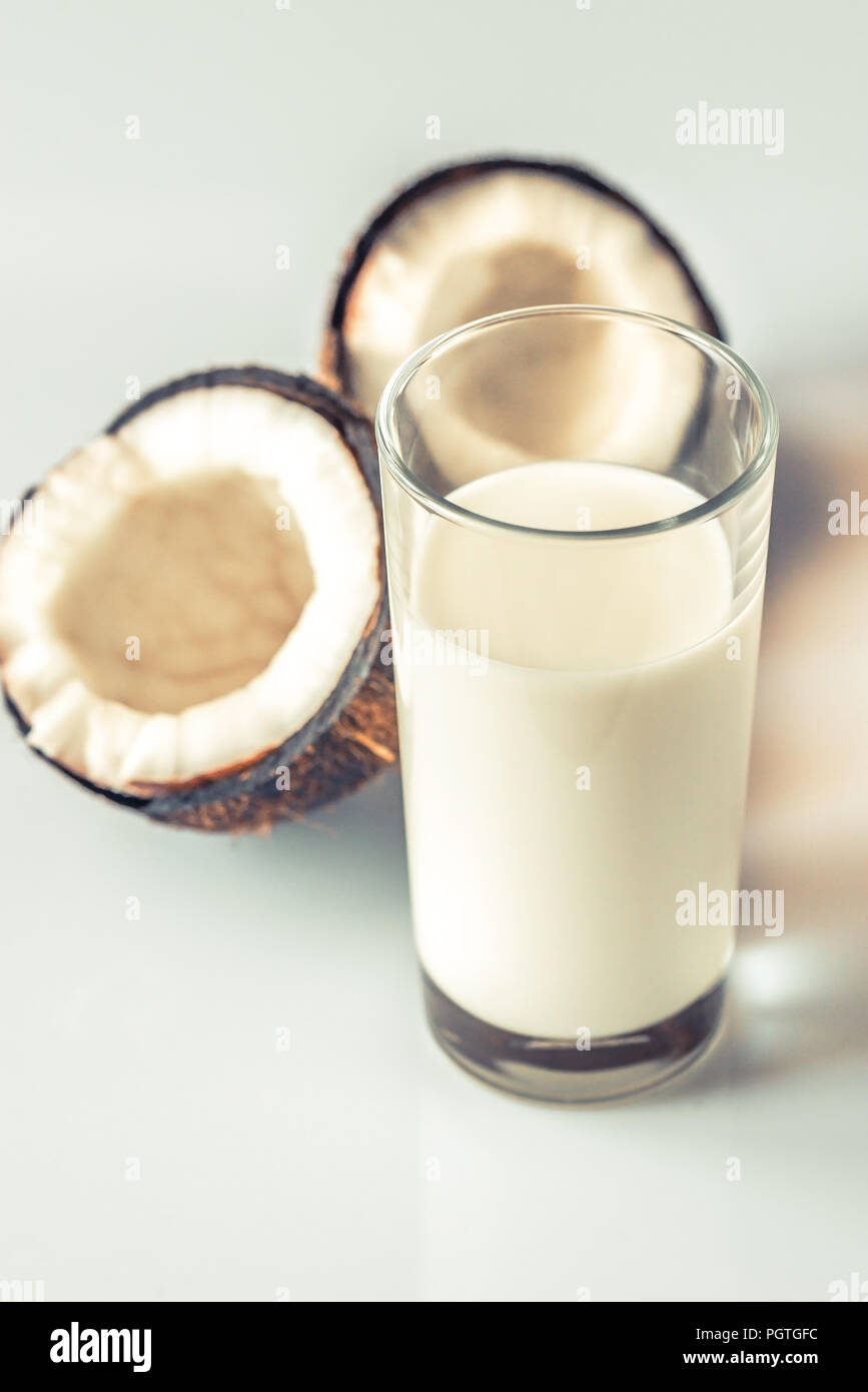 Glass of coconut milk Stock Photo - Alamy