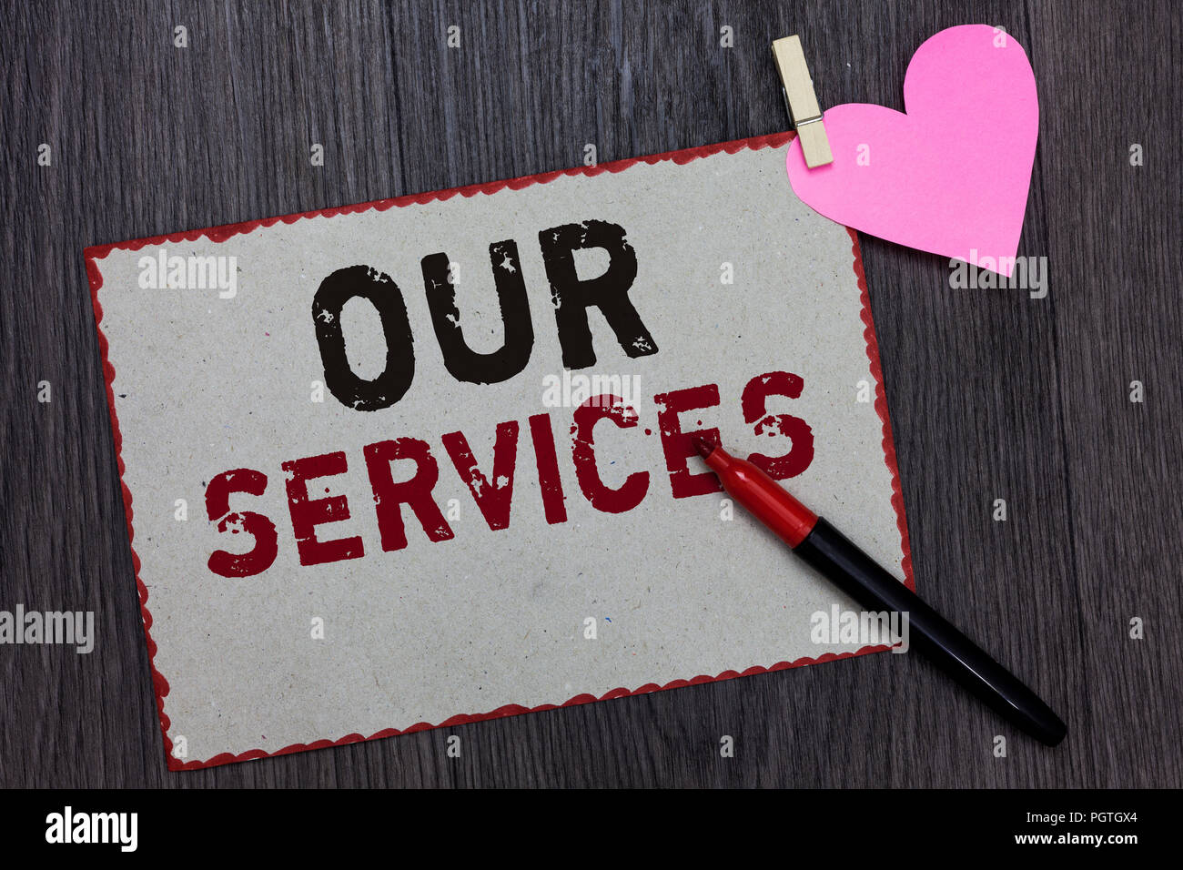 Text sign showing Our Services. Conceptual photo The occupation or ...