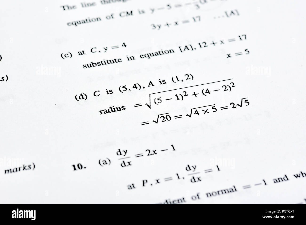 Isolated table of random numbers and formula on white paper background ...