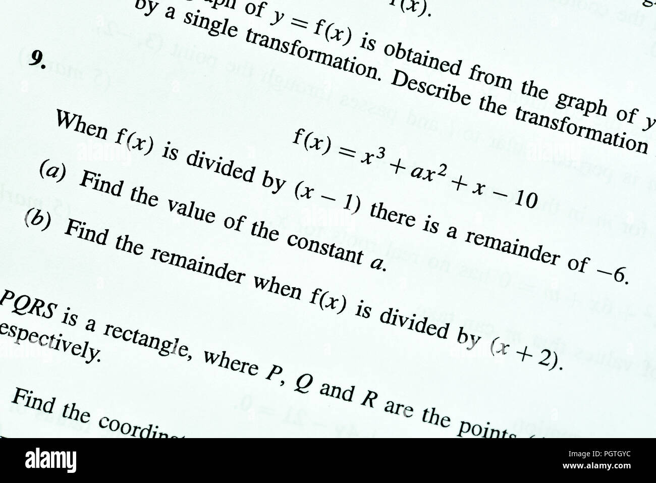 Isolated table of random numbers and formula on white paper background ...