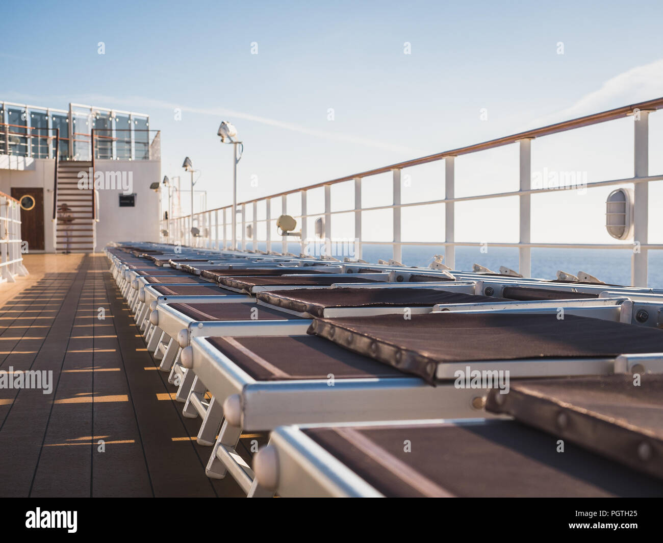Empty sea deck of a cruise ship Stock Photo - Alamy