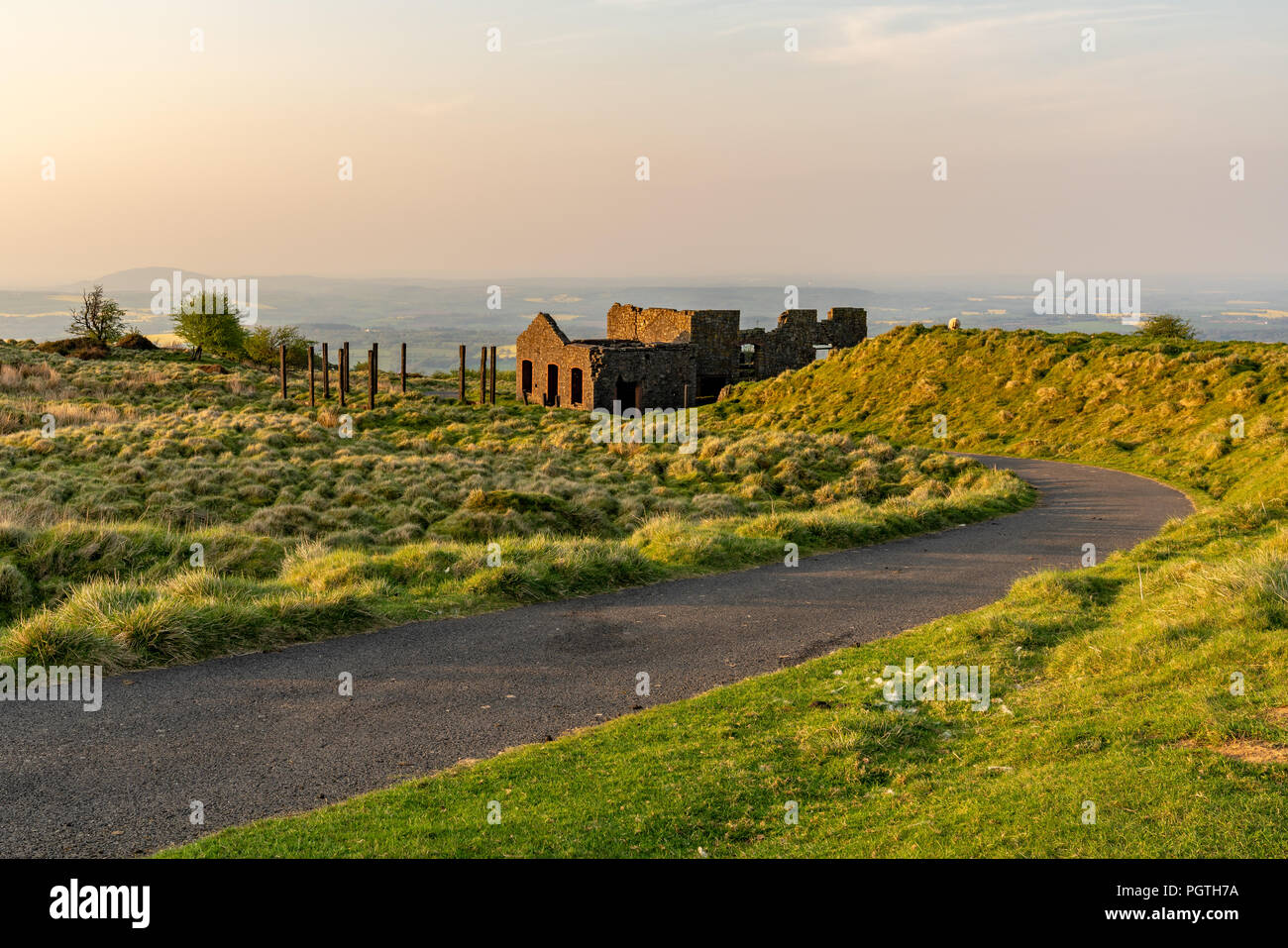Remains of old quarry bulings on top of Abdon Burf, Brown Clee Hill ...