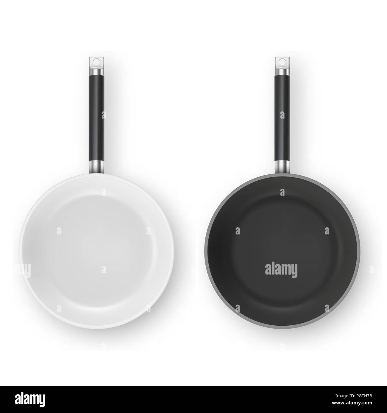 Vector realistic 3d empty white and black non-stick, enamel cover ...