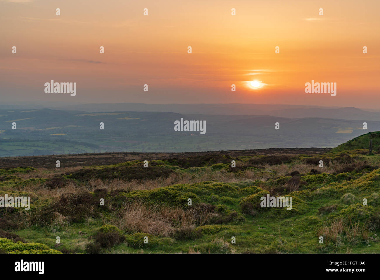 Sunset on the top of Abdon Burf, near Cleobury North, Shropshire ...