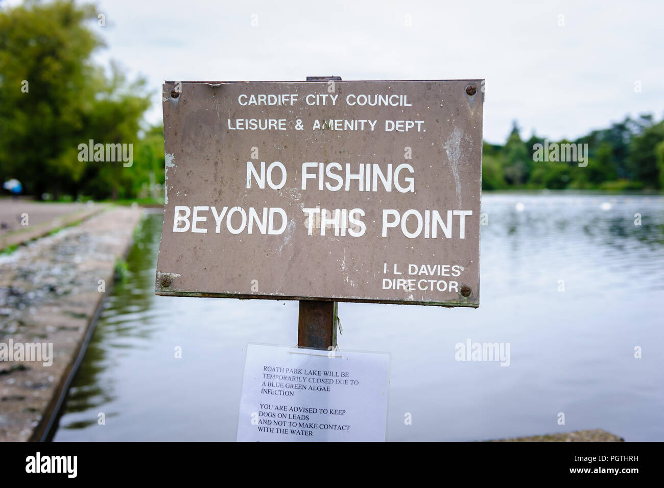 Signs around Roath Park in Cardiff, South Wales Stock Photo - Alamy