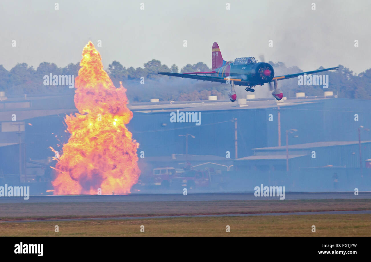 MONROE, NC - NOVEMBER 11, 2017: Reenactment of the Japanese Attack on ...