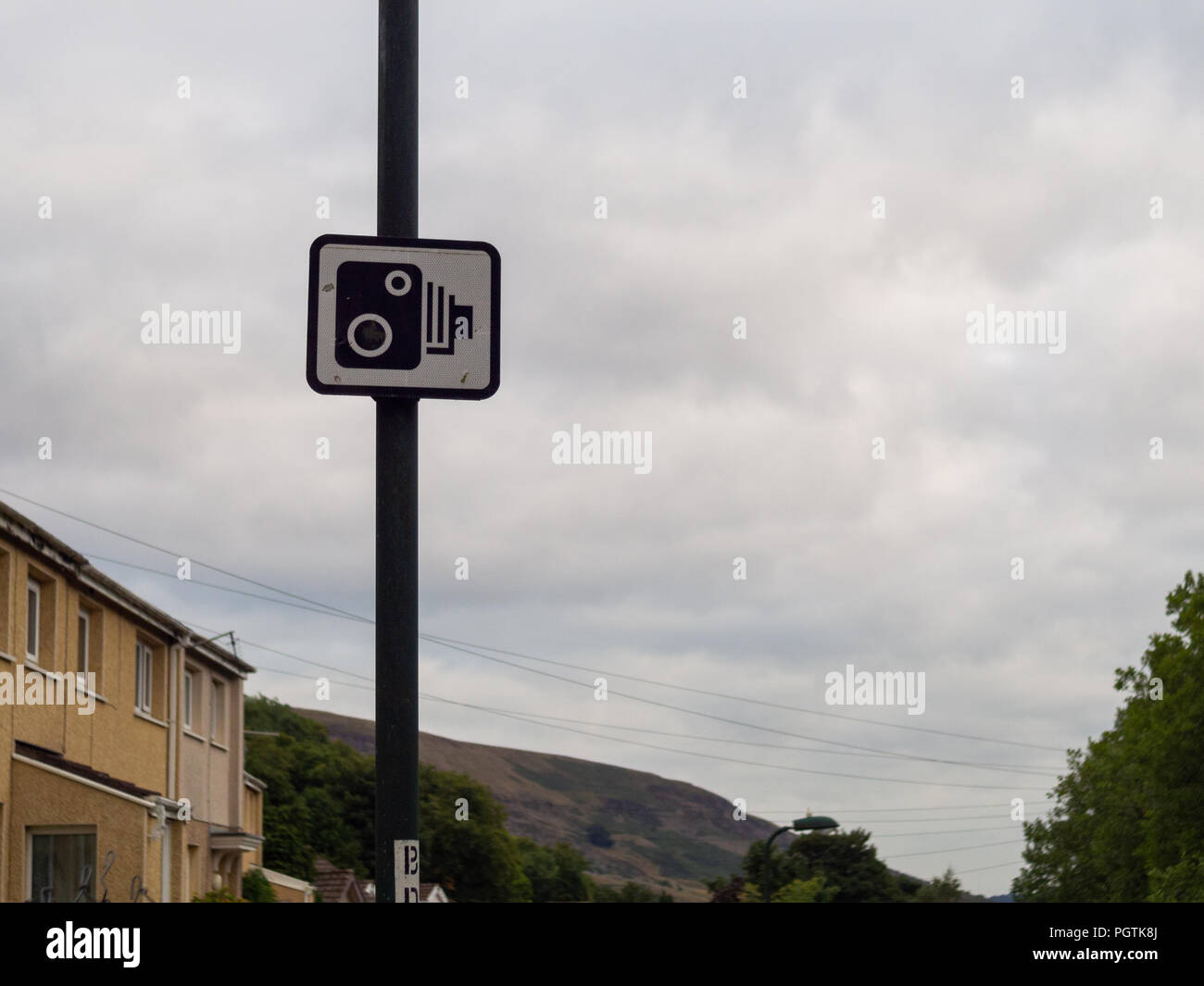 View of a Speed Camera Warning Sign on a Welsh Town Street Stock Photo ...