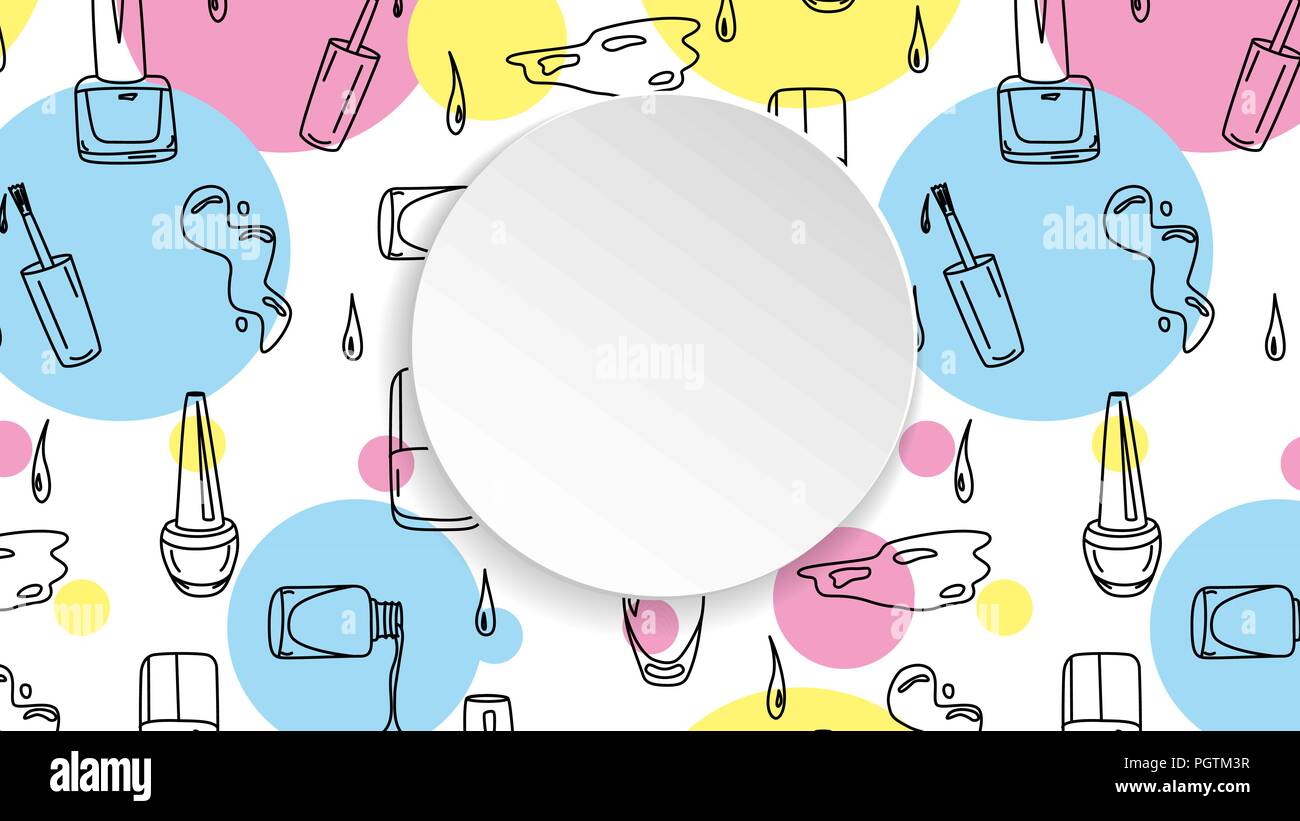 Nail banner with doodle manicure pattern. Hand drawn polish and Stock ...