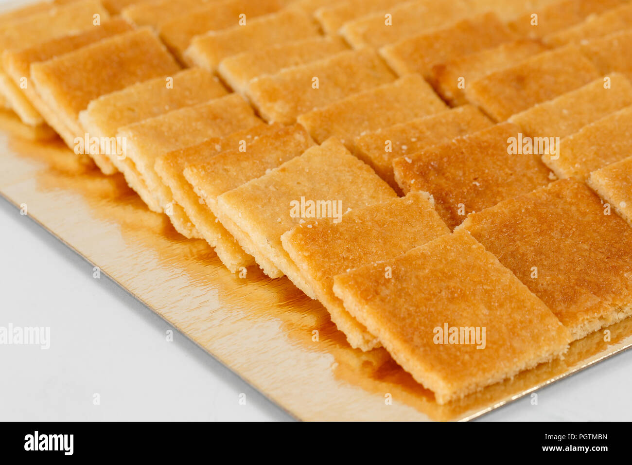 square shortbread biscuits with sugar. fresh homemade cookies Stock ...