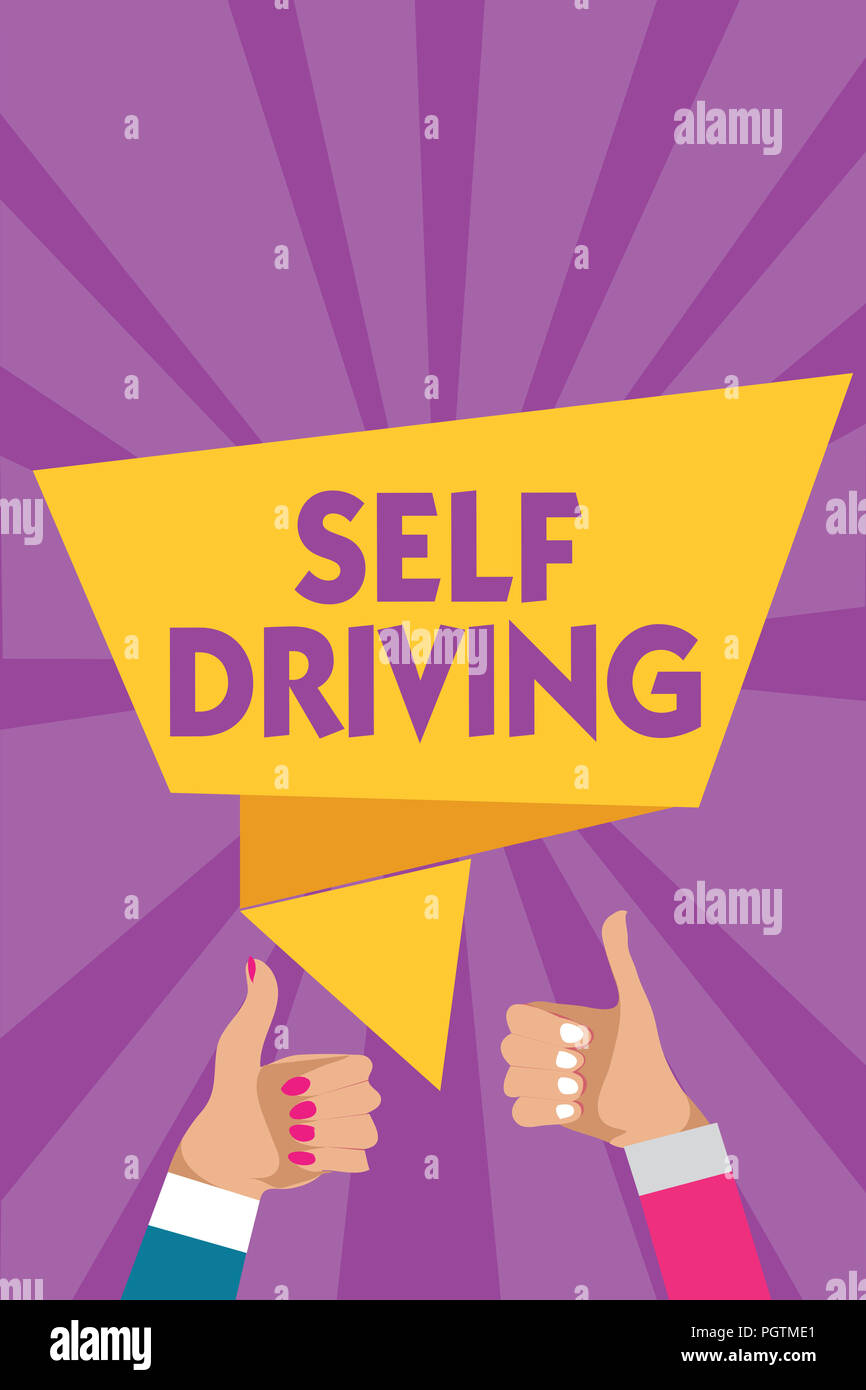 Text sign showing Self Driving. Conceptual photo Autonomous vehicle ...