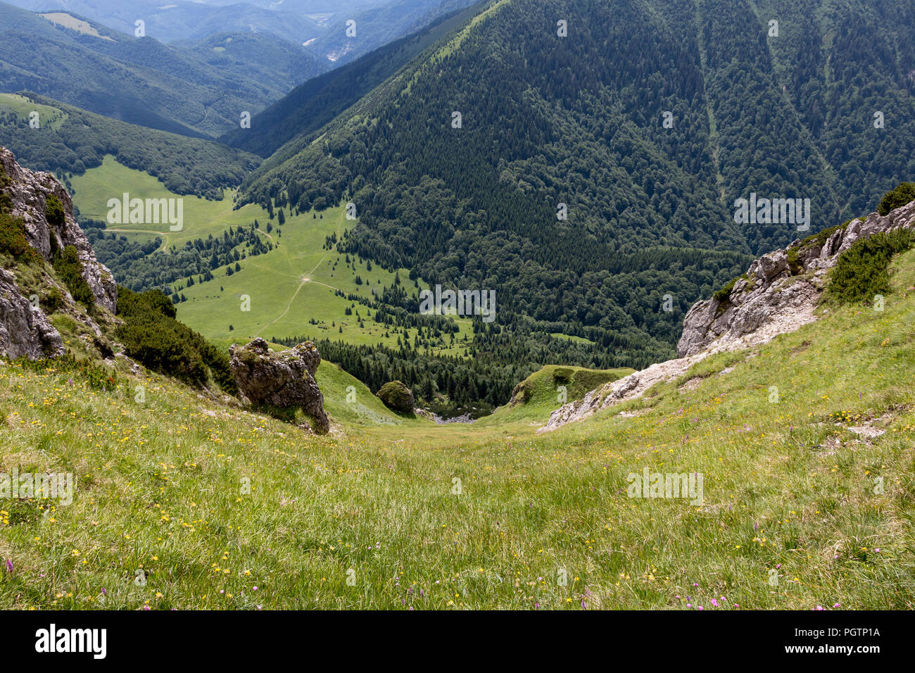 View from the Great Rozsutec hill in The Vratna valley at the national ...
