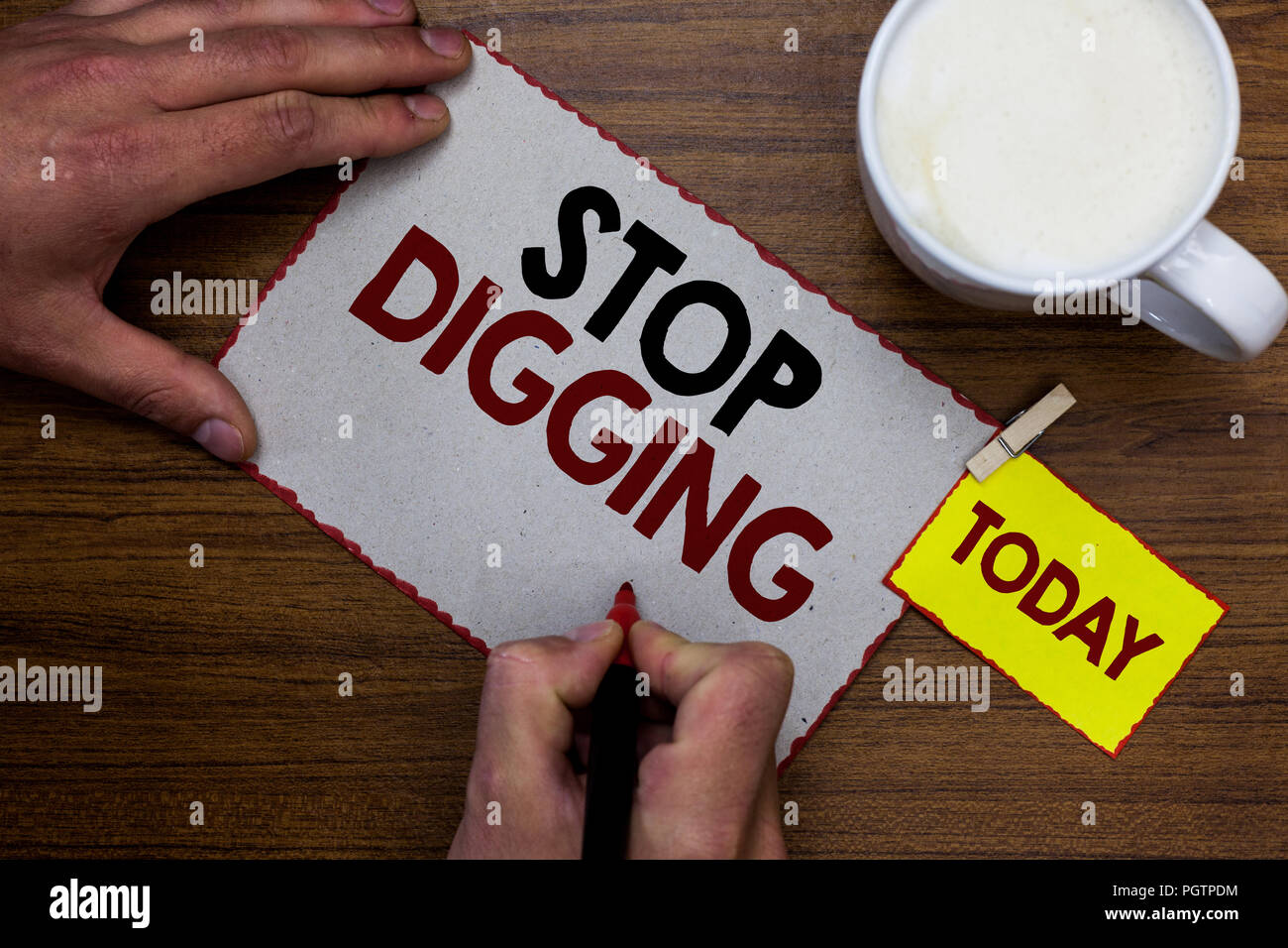 Conceptual hand writing showing Stop Digging. Business photo text ...