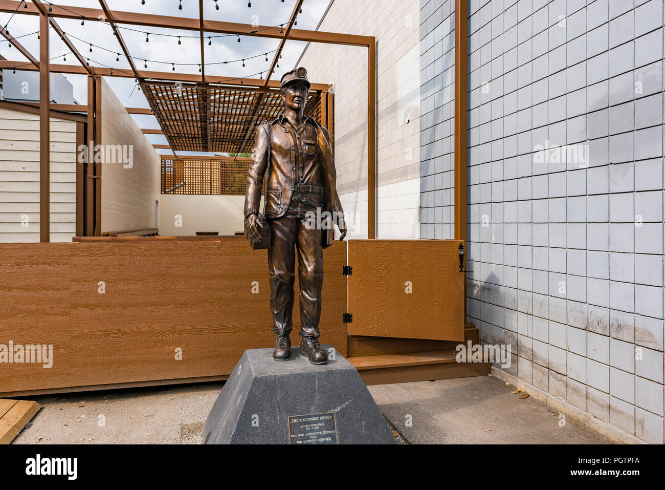 The Canmore Miner statue by artist Lorne Wall, Canmore, Alberta, Canada ...