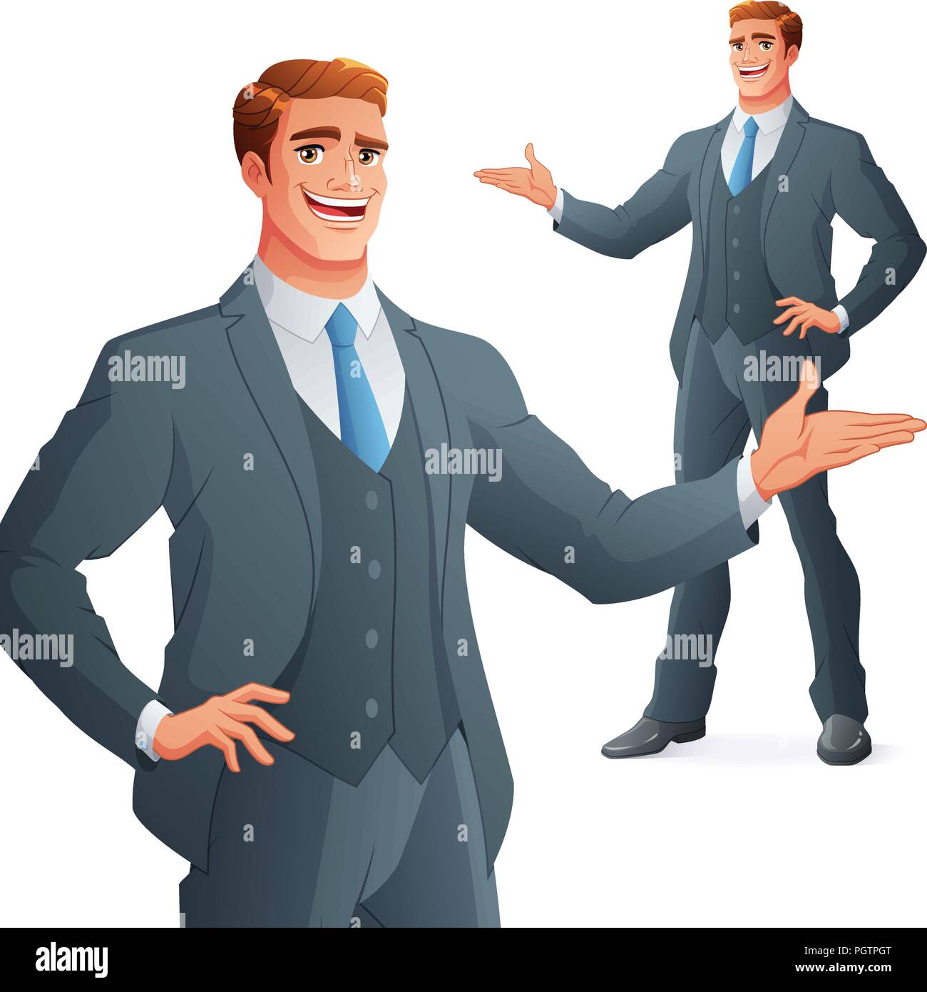 Young business man presenting. Isolated vector illustration Stock ...