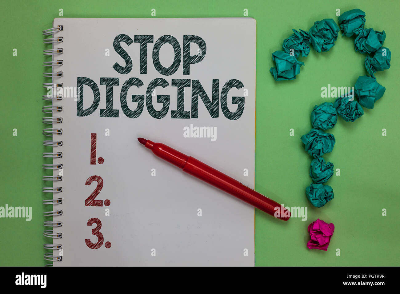 Handwriting text Stop Digging. Concept meaning Prevent Illegal ...