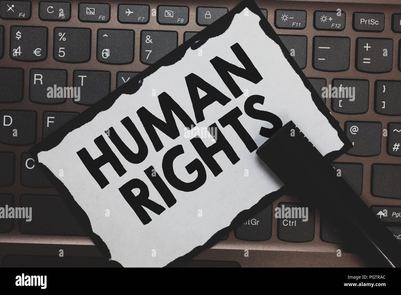 Handwriting text Human Rights. Concept meaning Moral Principles ...