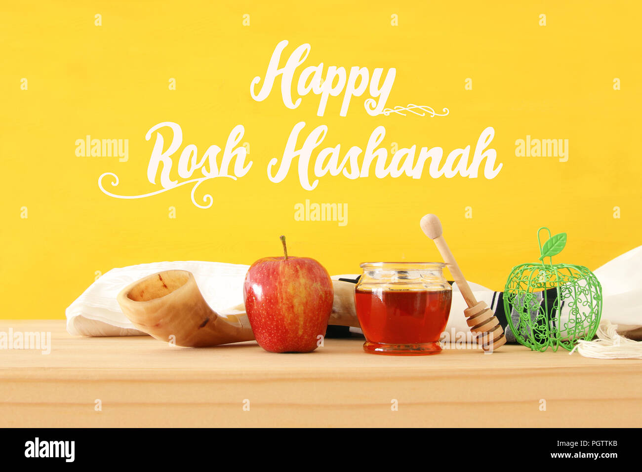 Rosh hashanah (jewish New Year holiday) concept. Traditional symbols ...