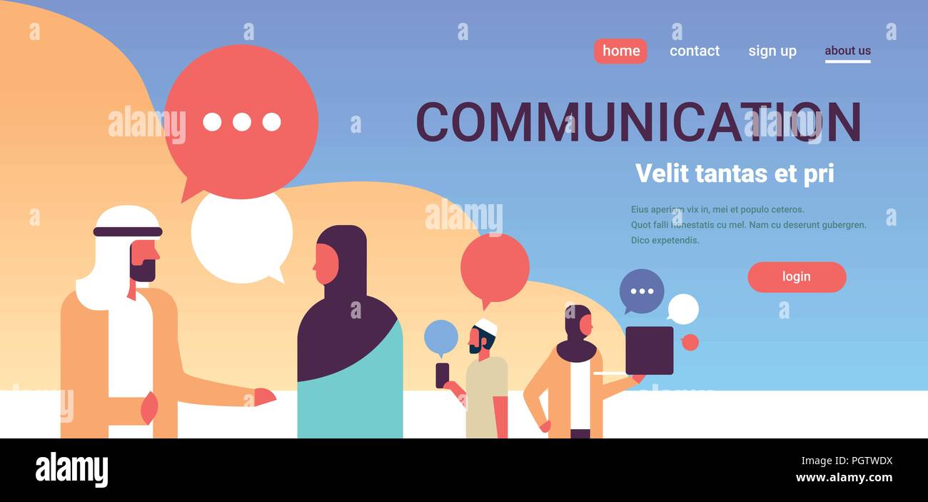 arabic people chat bubbles communication speech dialogue arab man woman ...