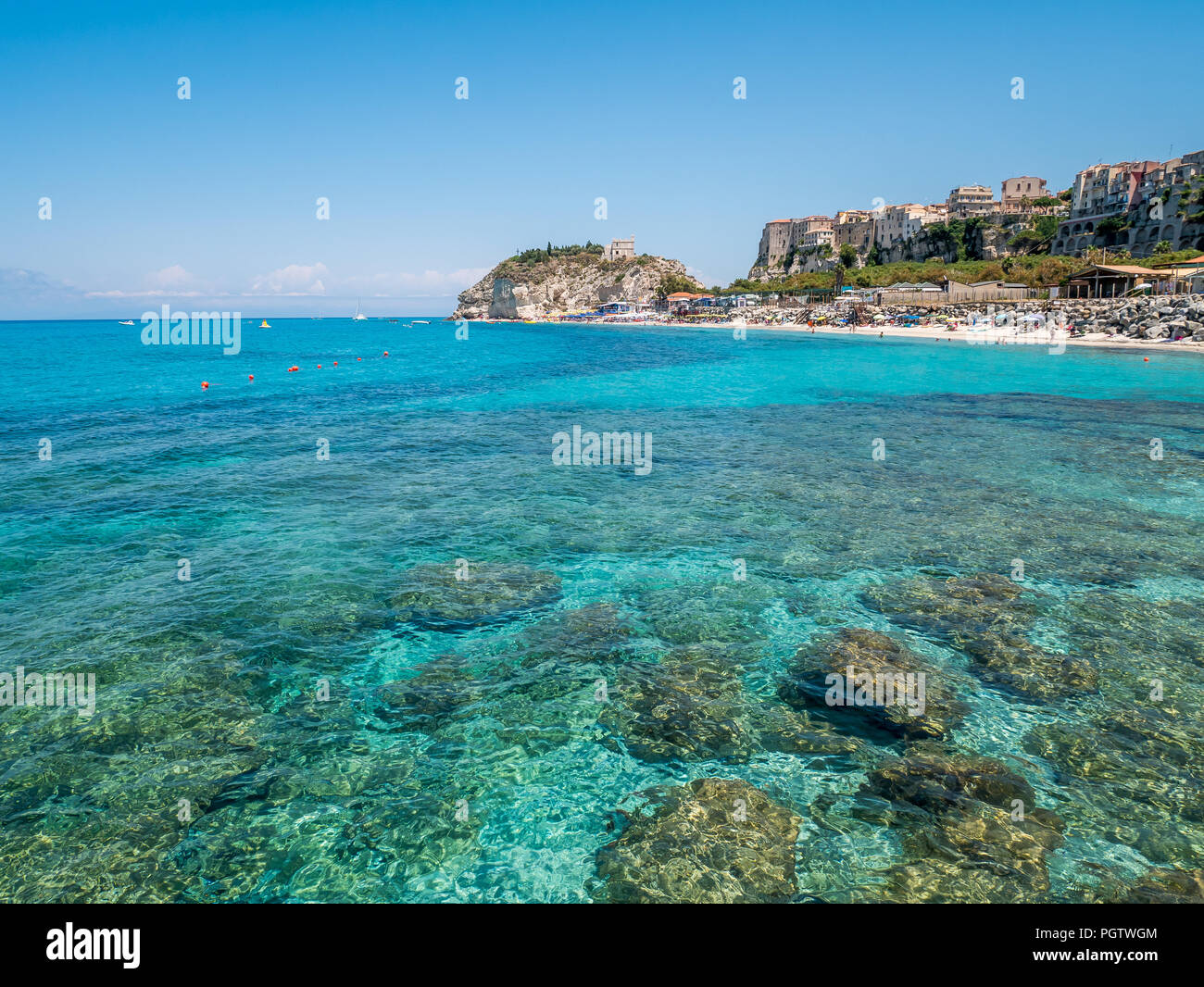 Clear water of Tropea beach in Italy Stock Photo - Alamy