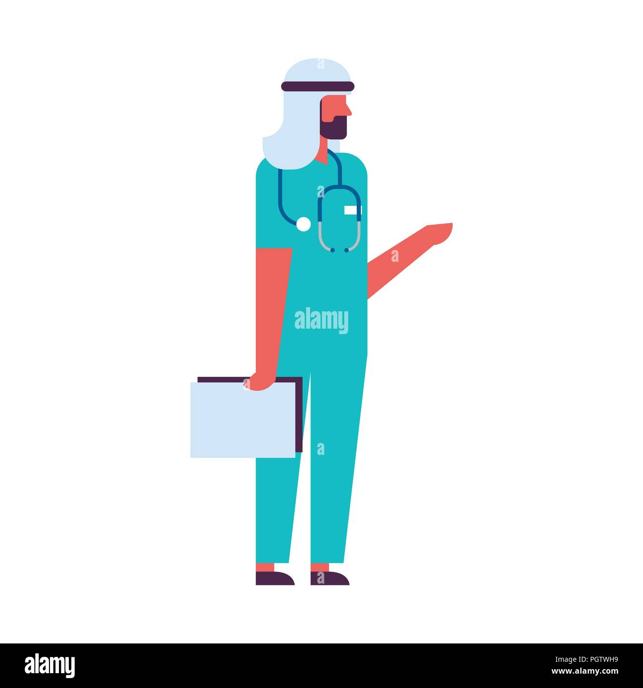 arab man holding clipboard medical doctor phonendoscope healthcare ...