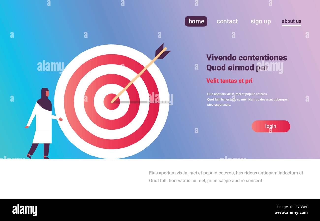 arab woman standing target arrow goal success business concept arabic ...