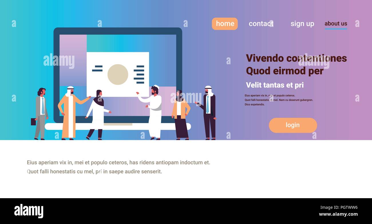 arabic people media presentation diagram graph working together ...